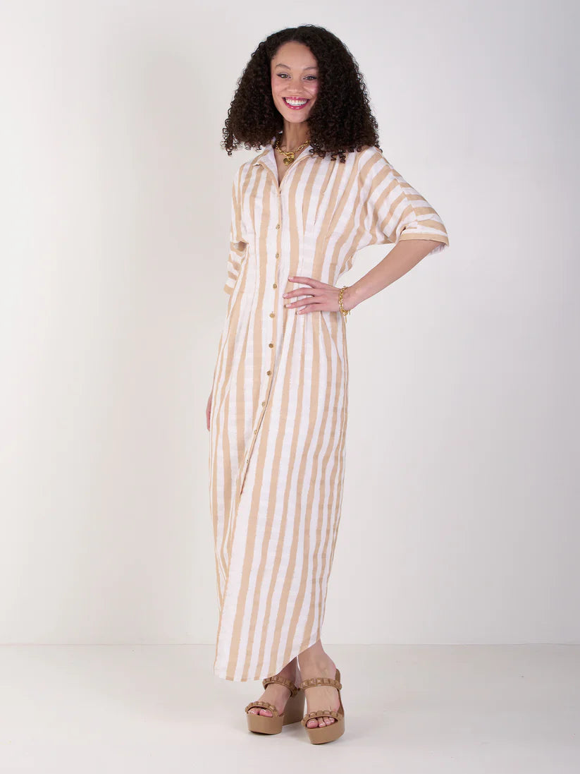 Georgia Dress - Sand Stripe – Monkee's of Peachtree Battle